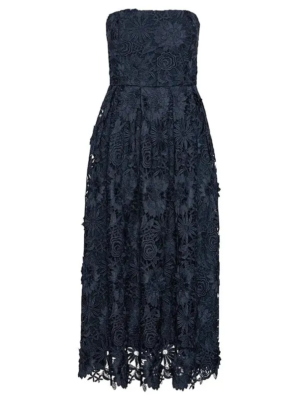 ROTATE BY BIRGER CHRISTENSEN Dress With Floral Embellishments And Semi-transparent Design - Blue