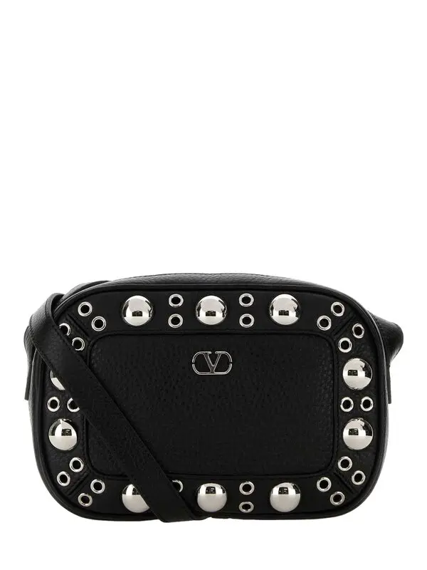 Valentino Garavani Leather Studded Crossbody Bag - Black