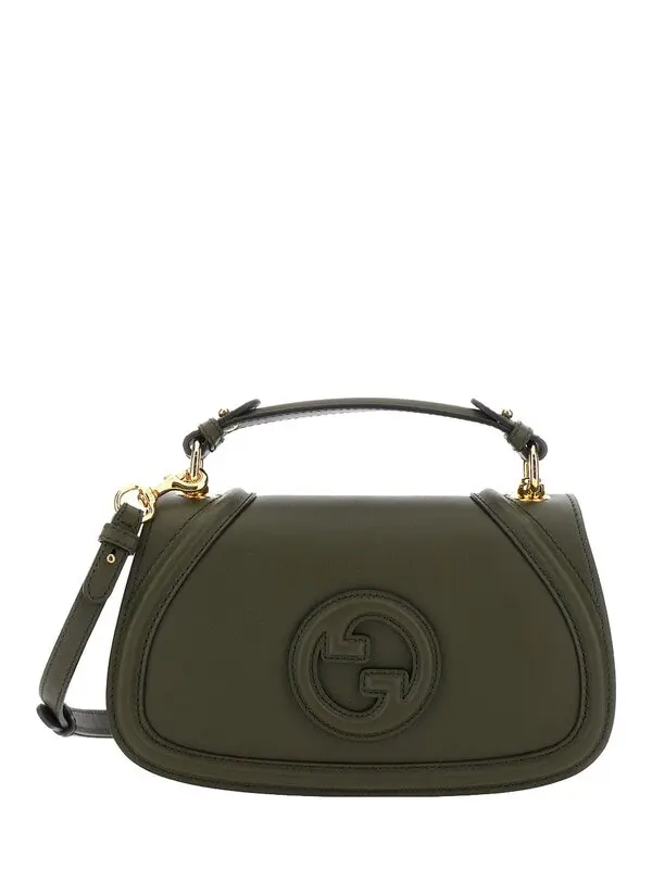 Gucci Blondie Handbag In Leather With Gg Logo Plaque - Green