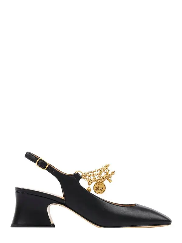 Chloé Leather Pumps With Decorative Logo Charm - Multicolor