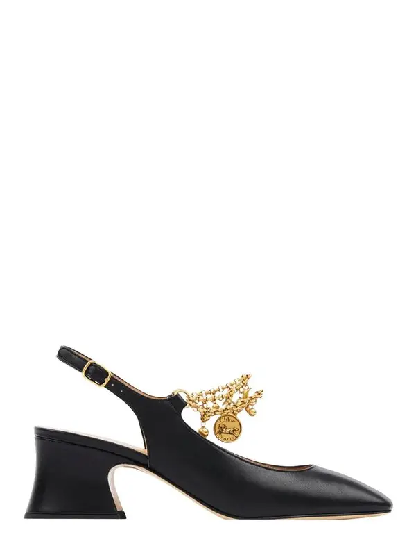 Chloé Leather Pumps With Decorative Logo Charm - Multicolor