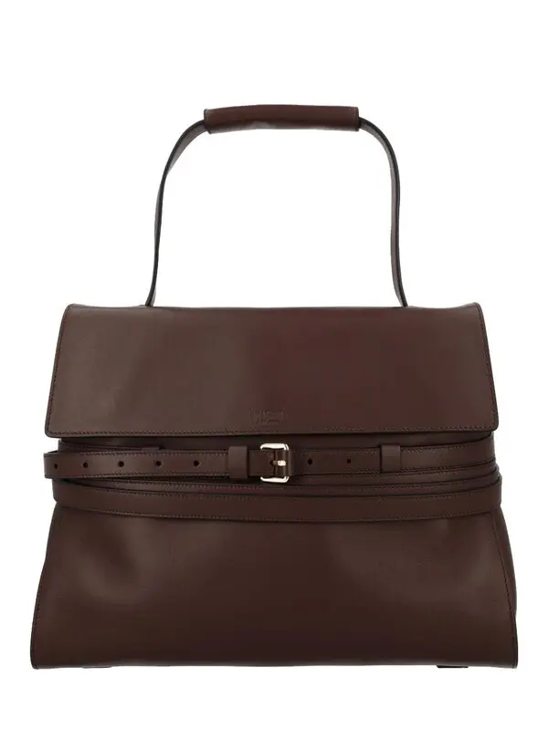Moschino Borsa Tie Me Medium Leather Bag - Brown