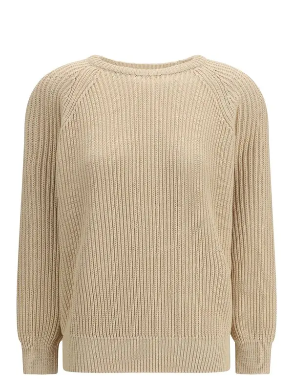 Saint Laurent Ribbed Cotton Pullover - Cream