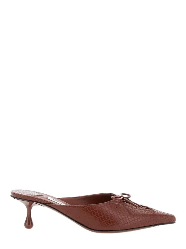 JIMMY CHOO Scarlett' Brown Mules Wirh Sculpted Heel And Snakeskin Effect In Leather - Multicolor