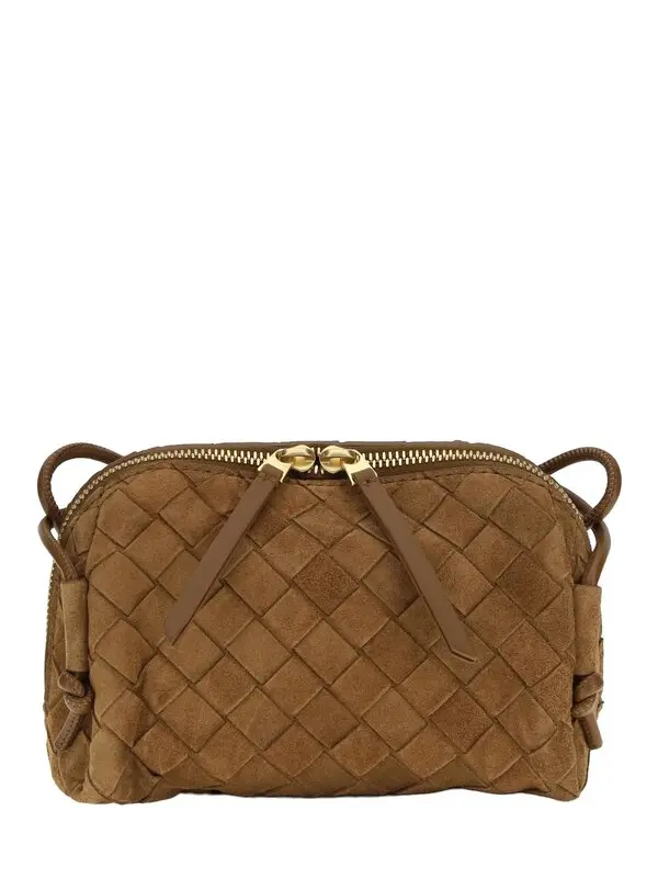 Bottega Veneta Mini Loop Shoulder Bag In Suede - Brown