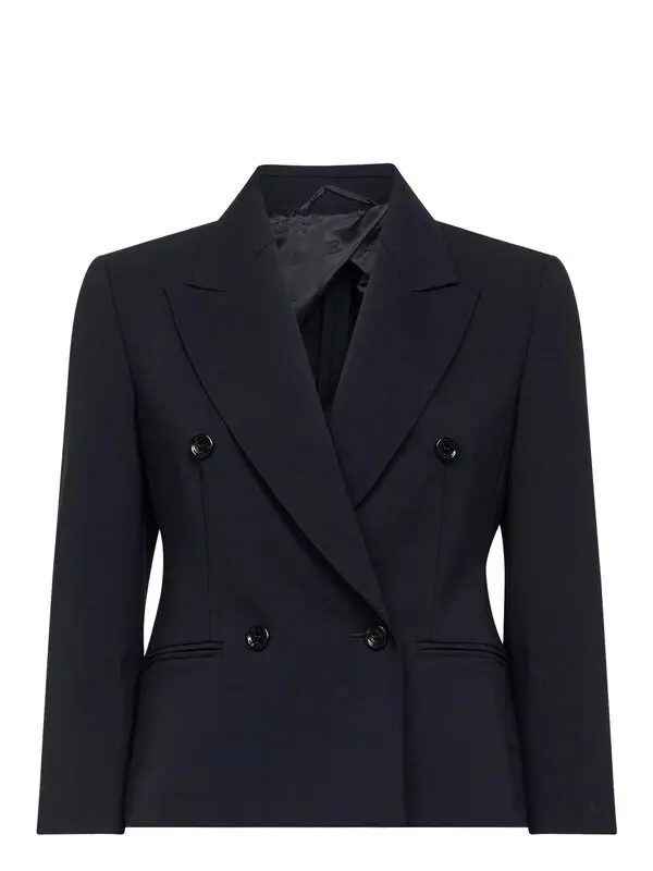 Max Mara Navy Blue Stretch Canvas Cropped Blazer - Multicolor