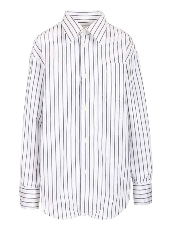 Ami Wide Striped Cotton Shirt - White