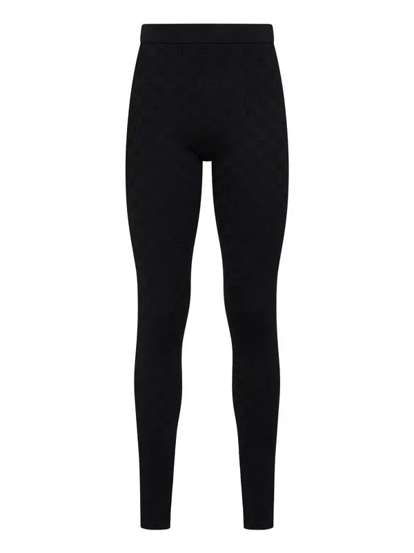 Gucci Black Gg Jacquard Ultrafine Stretch Viscose Blend Leggings - Multicolor