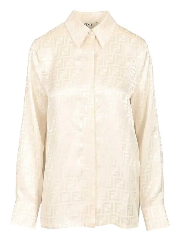 Fendi Ff Jacquard Silk Shirt - Cream
