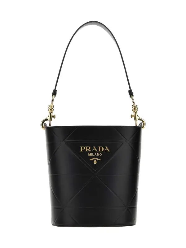 Prada Vitello Leather Bucket Bag - Black