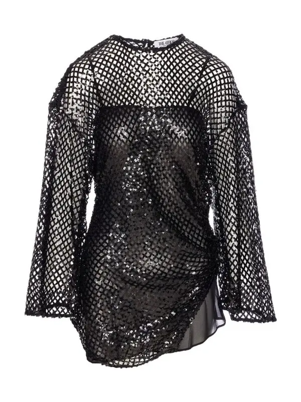 Attico Sequin-embellished Mini Dress - Black