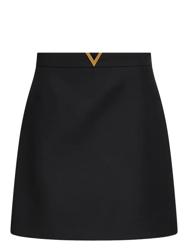 Valentino Garavani Black Crepe Couture Short Skirt With Gold Detail - Multicolor