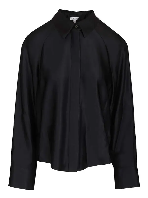 Loewe Viscose Cape Shirt With Anagram Embroidery - Blue