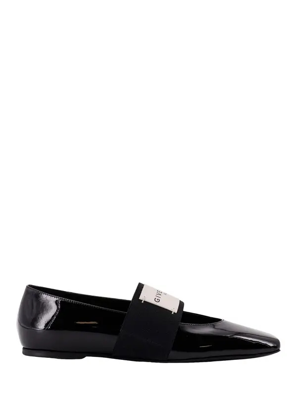 Givenchy Patent Leather Ballerinas With Maxi Logo Label - Black