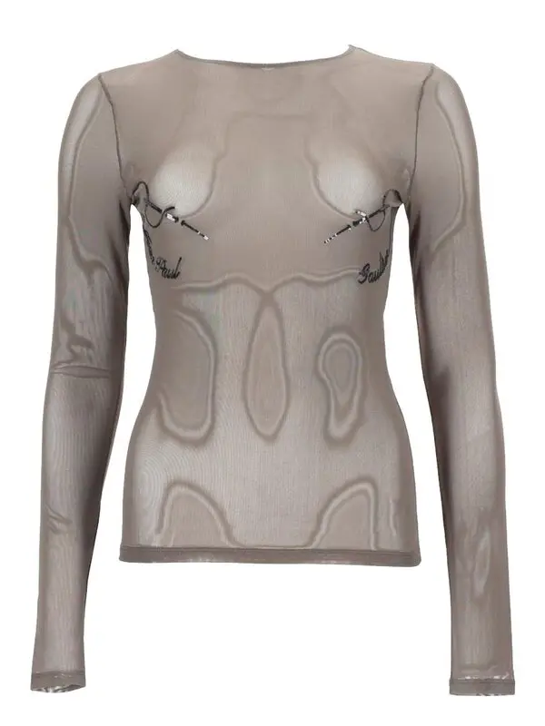 JEAN PAUL GAULTIER Mesh Long-sleeve Top - Multicolor