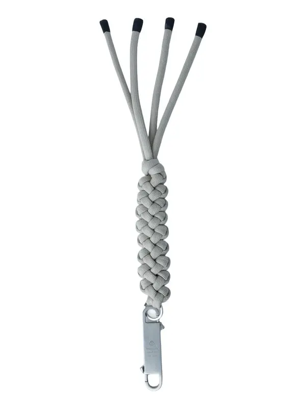 Moncler Braided Rope Keychain With Metal Clasp - White