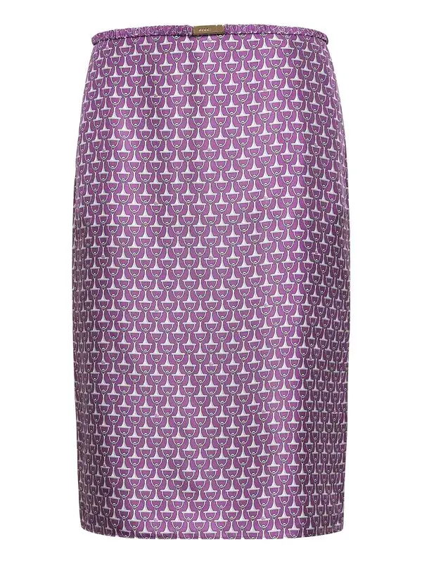 Gucci Violet Printed Silk Twill Midi Skirt - Multicolor