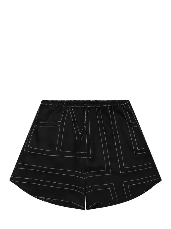 TOTEME Monogram Silk Shorts - Black