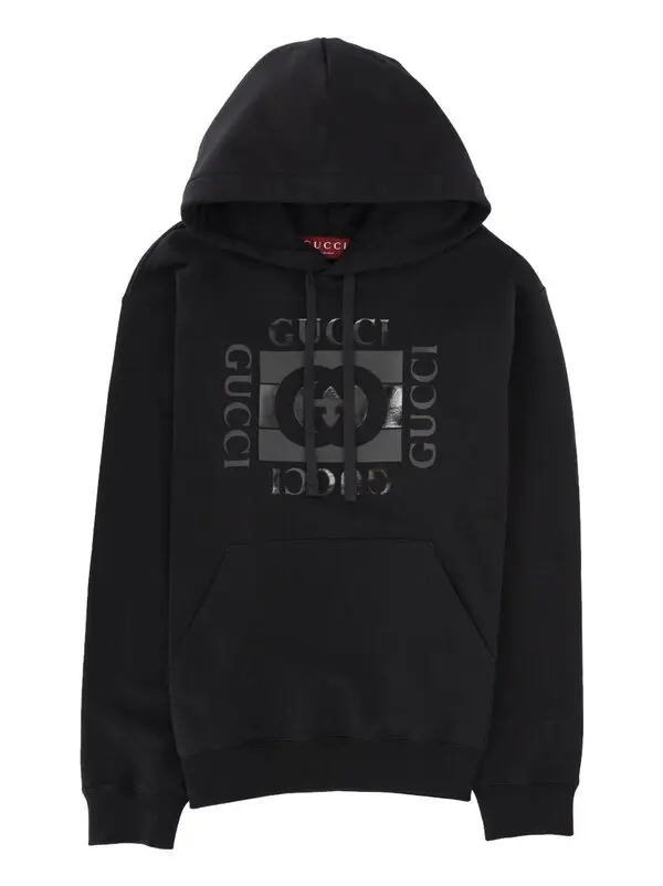 Gucci Logo Print Hoodie - Black