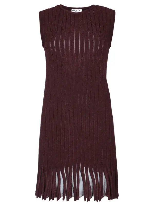 Alaïa Ribbed Knit Dress - Multicolor