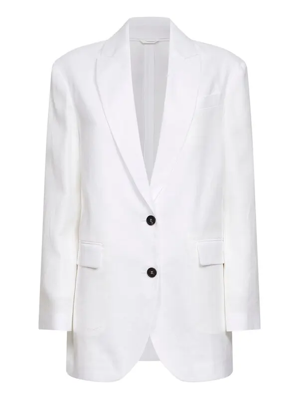 Brunello Cucinelli Cotton Canvas Jacket With Monili Embroidery - Multicolor
