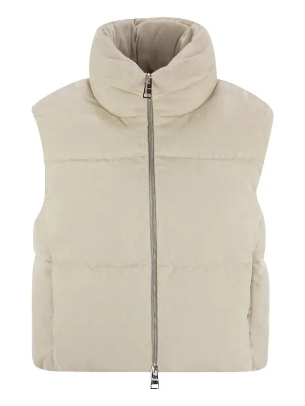 Herno Velvet Sleeveless Down Jacket - Cream