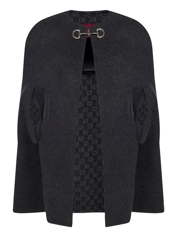 Gucci Wool And Silk Cape With Horsebit Closure - Multicolor