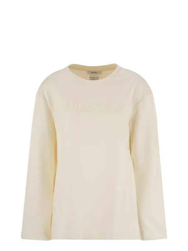 Max Mara Silk And Cotton Embossed Logo Sweatshirt - White