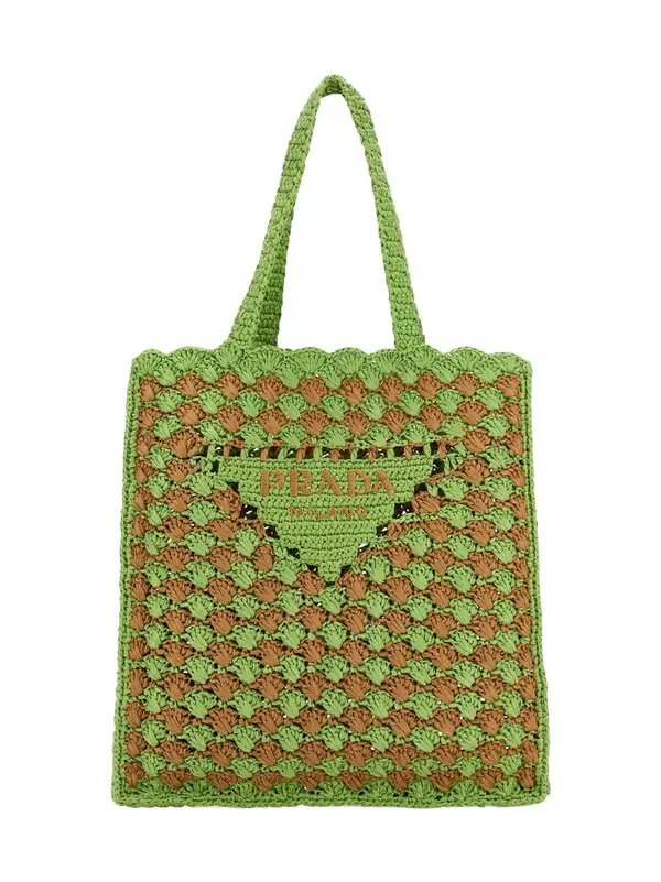 Prada Two-tone Raffia Shopping Bag - Multicolor