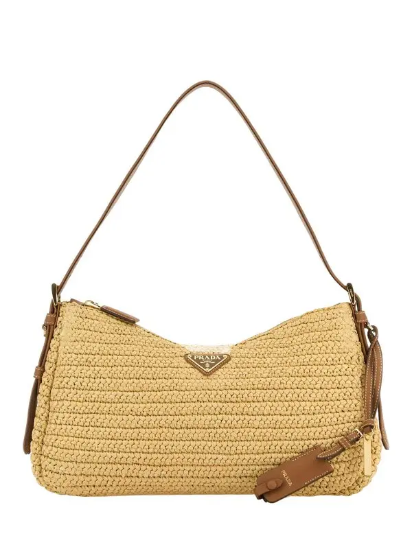 Prada Raffia Large Aimee Shoulder Bag - Brown