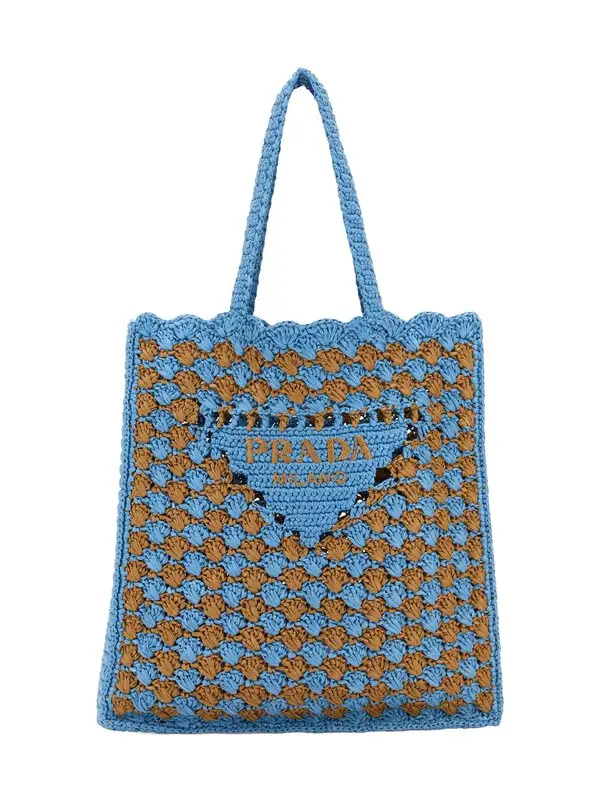 Prada Two-tone Raffia Shopping Bag - Multicolor