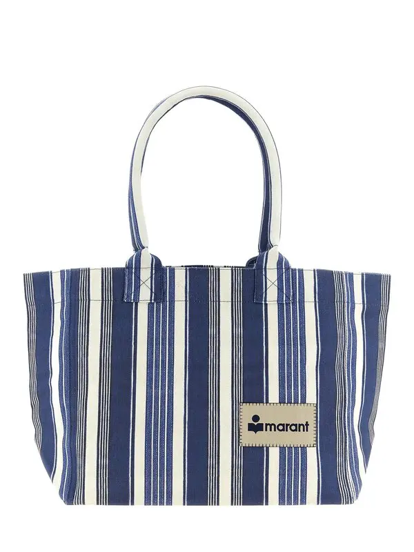 Isabel Marant Étoile Striped Cotton Canvas Yenky Zipped Shopping Bag - Blue
