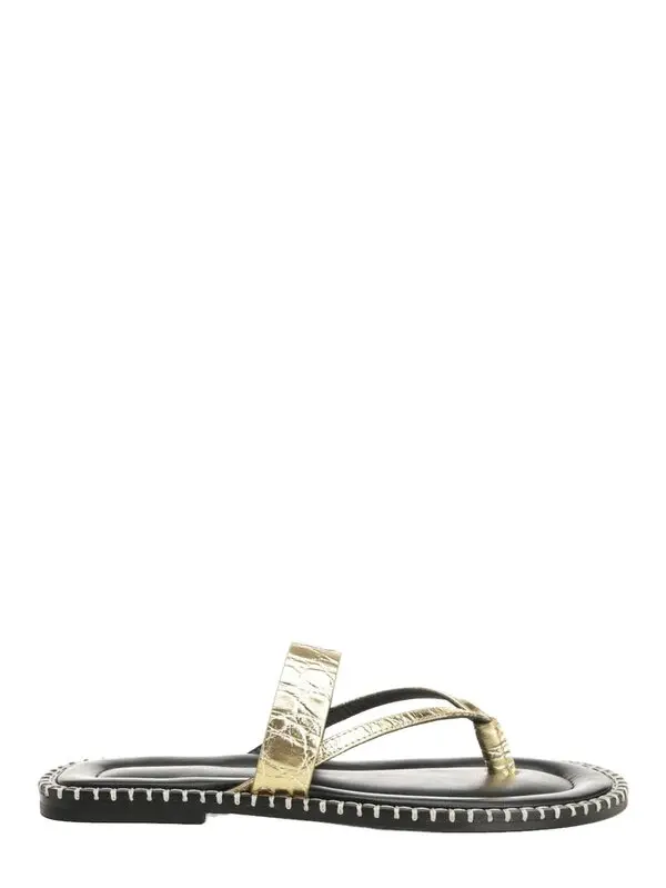 Dries Van Noten Metallic Leather Flip-flops - Gold