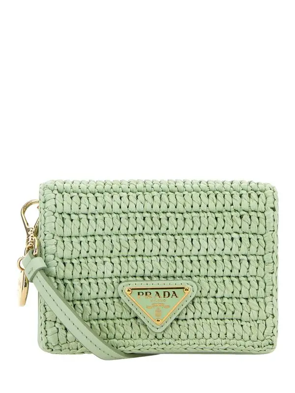Prada Raffia Card Holder - Green