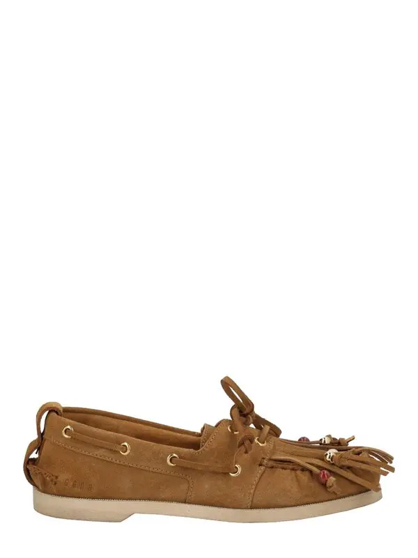 GOLDEN GOOSE Moccasin Cruise With Fringe And Beads - Brown