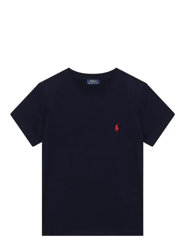 Polo Ralph Lauren Navy Cotton T-shirt With Embroidered Logo - Blue
