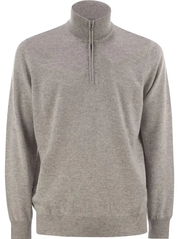 Brunello Cucinelli High-neck Zip-opening Cashmere Sweater - Multicolor