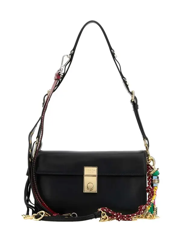 Prada Leather Small Soft Sound Shoulder Bag - Black
