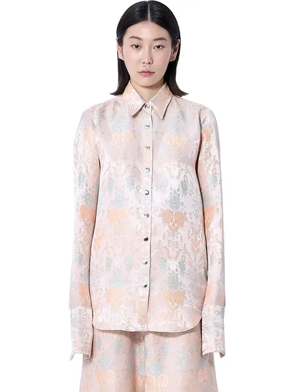 Dries Van Noten Floral Jacquard Button-down Shirt - Pink