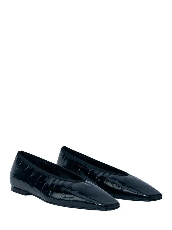 TOTEME Minimalist Ballerina Flats In Croc-embossed Leather - Black