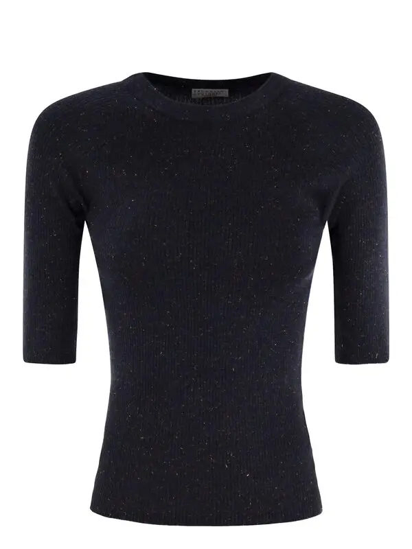 Brunello Cucinelli Sparkling Ribbed Cashmere Sweater - Blue