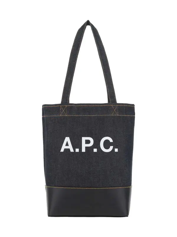 A.p.c. Denim Tote Bag With Leather Base - Multicolor