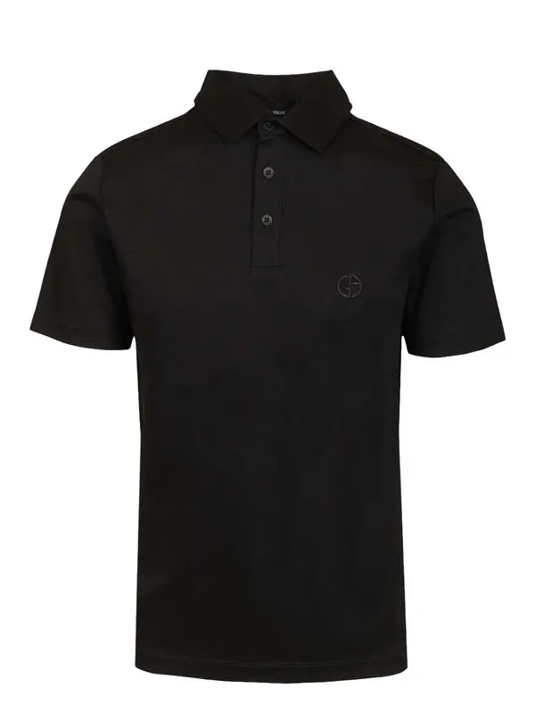 Giorgio Armani Cotton Interlock Polo Shirt - Black