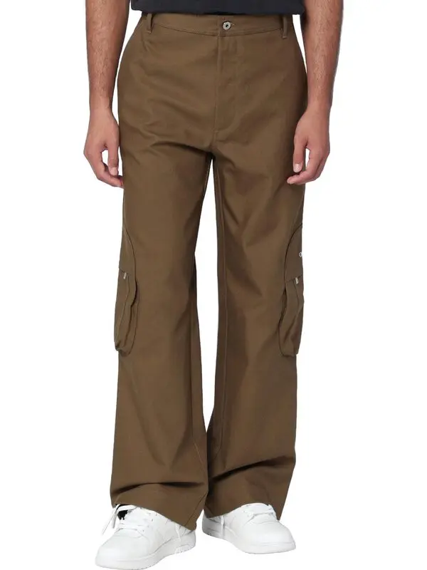 Off-White Cargo Trousers With Logo Detail - Green