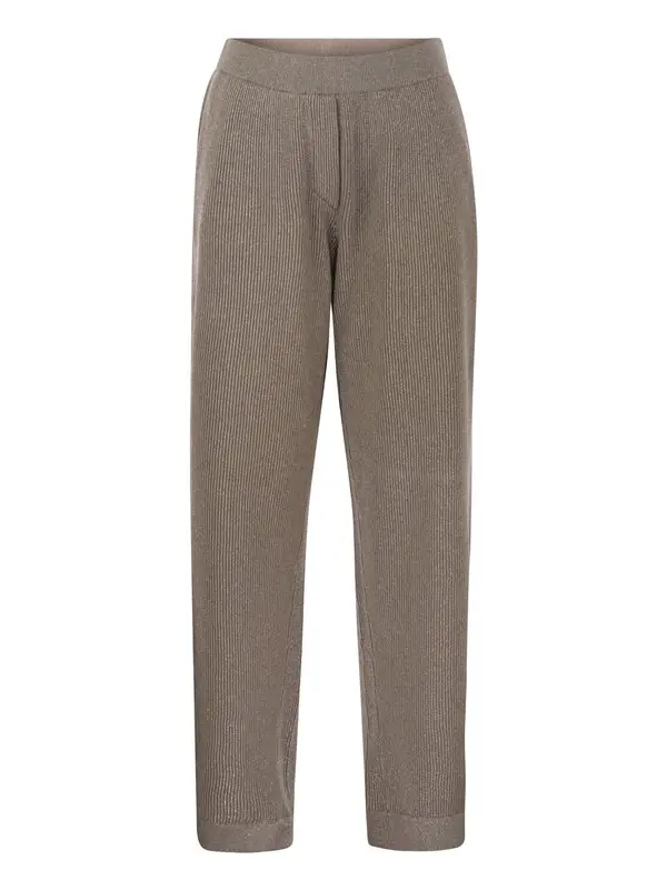 Brunello Cucinelli English Rib Cotton And Viscose Pants - Cream