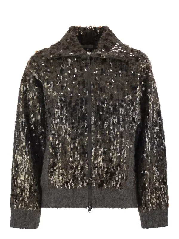 Brunello Cucinelli Dazzling Dégradé Embroidery Sequined Mohair And Wool Cardigan - Multicolor