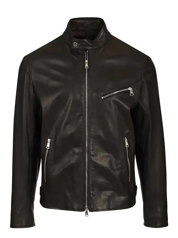 Tagliatore Lambskin Biker Jacket - Black