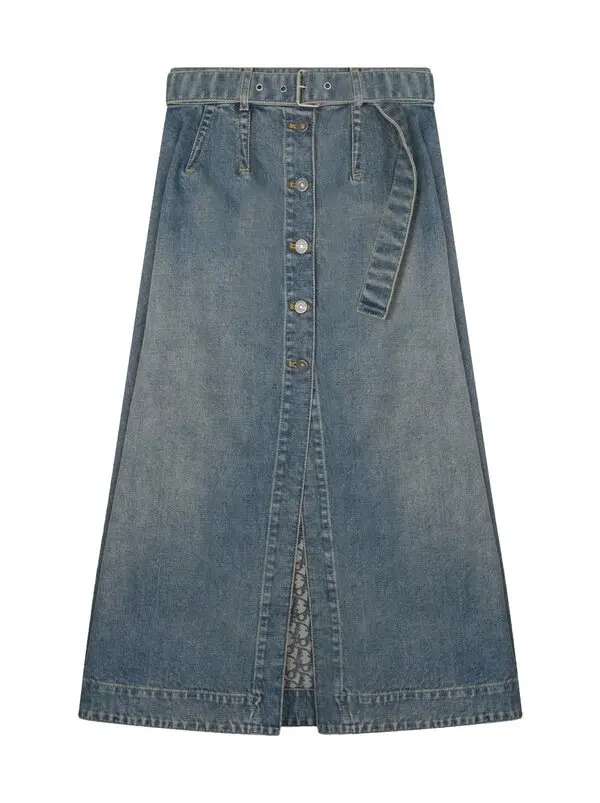 Dior Midi Skirt In Denim - Blue