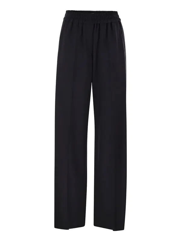 Brunello Cucinelli Tropical Luxury Wool Loose Trousers - Blue