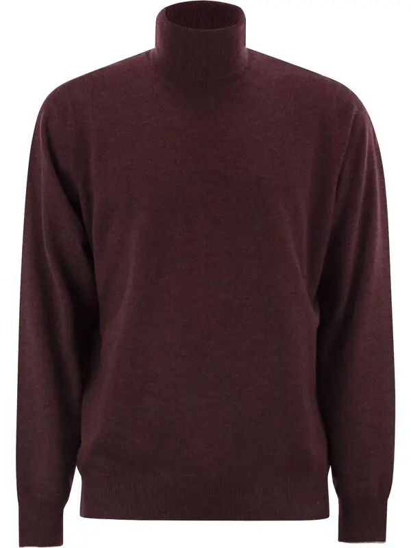 Brunello Cucinelli Cashmere Turtleneck Sweater With Contrast Cuff Detail - Multicolor